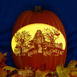 scary house pumpkin pattern